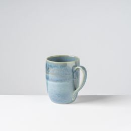GIPFELST&Uuml;CK Becher "Tiefer See", &Oslash; 8cm x 10,5cm, 275ml, 4 tlg., blau, Trinkgef&auml;&szlig;e, Scandi-Style, Reaktivglasur, jedes St&uuml;ck ein Unikat, 4-teilig