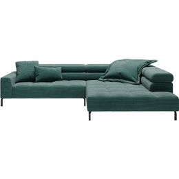 Ecksofa Home Affaire, B:311cm H:71cm T:219cm, gr&uuml;n, 88% Polyester, 12% Polyacryl, Wohnzimmer, Sofas, "Claya, L-Form, incl. Kopfteilverstellung,