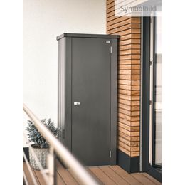 Mehrzweckschrank BioHort "Julia Gr. M HIGH, verschiedene Farben", grau (dunkelgrau, metallic), B:77,7cm H:180,9cm T:57cm, Stahl, Schr&auml;nke, Mehrzweckschrank, 77,7x 180,9x 57 cm, Terrassenschrank f&uuml;r kleine Au&szlig;enfl&auml;chen