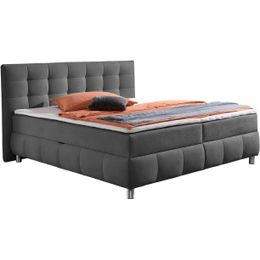 Boxbett Home Affaire "Marvao", anthrazit, B:214cm L:210cm, Komplettbetten, Boxbett mit Bettkasten, inkl. Topper