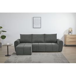 Ecksofa Home Affaire, B:241cm H:82cm T:144cmanthrazit, 100% Polyester, Wohnzimmer, Sofas, "Nortrud, 241 cm, L-Form, mit Schlaffunktion u.