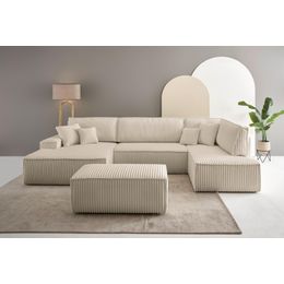 Wohnlandschaft OTTO HOME, B:329cm H:85cm T:195cm, beige, Bezugstoff 100% PES ;Gramatur 400g/qm +/- 5%, Sofas, "FINNLEY U-Form XXL 329 cm - OTTO.