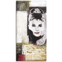 Leinwandbild Artland, B:50cm H:100cm, gelb, Leinwand, Wohnzimmer, Bilder, "Hollywood Legenden VI - Audrey Hepburn", auf Holzrahmen gespannt