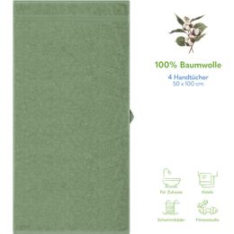 Handtuch Set HAMMETEX, B:50cm L:100cm, gr&uuml;n, Frottier, Baumwolle, Handt&uuml;cher, "4er Set Handt&uuml;cher 50x100 cm, 100% Baumwolle, Weich & Saugstark", mit
