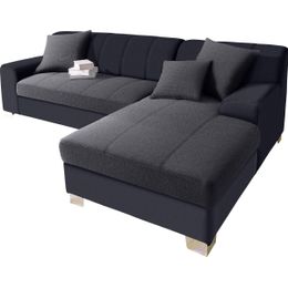 Ecksofa DOMO collection, B:239cm H:75cm T:82cm, schwarz, Wohnzimmer, Sofas, "Turah incl. Zierkissen, moderne Steppung, auch in Leder", wahlw. mit