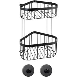 Duschregal Wenko, B:23,5cm H:33cm T:18,5cmschwarz, Metall, Regale, "Classic Plus", Bad-Eckregal, befestigen ohne Bohren, Vacuum-Loc, aus Stahl,