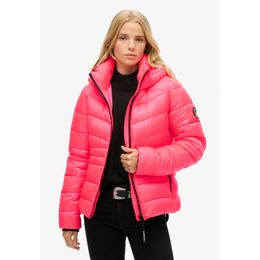Superdry Damen Steppjacke "HOODED FUJI QUILT PADDED JKT", pink, Gr. L, unifarben, Web, Obermaterial: 100% Polyester, Jacken