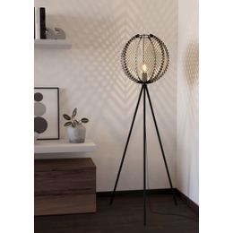 Eglo Stehlampe "Waverton Stehlampe, Standleuchte, Metall, Holz, Textil in Wei&szlig;, E27", 1, &Oslash; 40cm H: 143cm, 1 Stk., schwarz, Wohnzimmer, Leuchten,