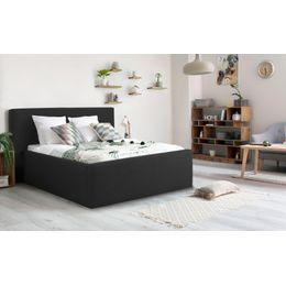 Polsterbett Home Affaire, B:211cm H:124cm L:247cm, grau, Struktur (100% Polyester), Betten, "Dalina", geradliniges Kopfteil, in 5 Breiten, auch in