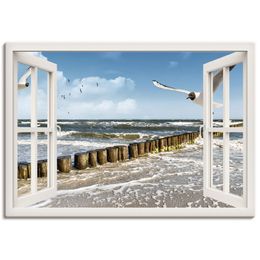 Wandbild Artland, B:70cm H:50cm, wei&szlig;, Leinwand, Bilder, "Fensterblick - Ostsee", als Leinwandbild, Poster in verschied. Gr&ouml;&szlig;en
