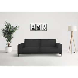 3-Sitzer OTTO HOME, B:224cm H:85cm T:83cm, grau, 100% Polyester, Sofas, "OLAND, B: 224 cm - Skandi-Design", Struktur, Flachgewebe, Luxus-Microfaser,