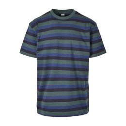 Urban Classics Damen T-Shirt "Urban Classics Herren College Stripe Tee"bottlegr&uuml;n, midnightnavy, Gr. S, gestreift, 100% Baumwolle, Shirts