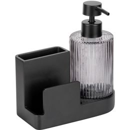 K&uuml;chenorganizer-Set Wenko "Modell Pina", schwarz, B:16cm H:17cm L:7,5cm T:7,5cm, Glas, K&uuml;chenhelfer-Sets, robustes Design, heraunehmbarer Glasspender