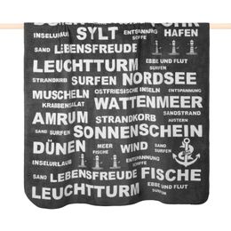 Wohndecke Pad, B:150cm L:200cm, grau, Mischgewebe, Wohndecken, "TYPO NORDSEE", Made in Europe, Kuscsheldecke, mit Schriftzug, 150x200 cm