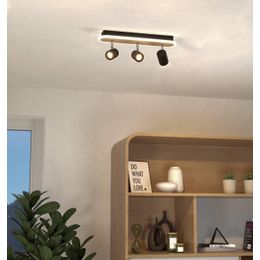 Eglo Deckenleuchte "Rimbocchi Deckenlampe, Metall und Holz-Optik, Spotbalken schwenkbar", 1, H: 15cm, 1 Stk., schwarz, Wohnzimmer, Leuchten, Spot -