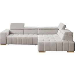 Ecksofa exxpo - SOFA FASHION "Elianos, hoher Sitzkomfort, aufwendige Kreuzsteppung im Sitz, L-Form", linen, B:307cm H:73cm T:201cm, Sofas, Ecksofa, Kopfteile & Sitztiefe verstellbar, mit Bettfunktion