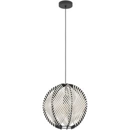 Eglo H&auml;ngeleuchte "Waverton H&auml;ngelampe, Esszimmerlampe, Metall, Holz, Textil in Wei&szlig;, E27", 1, &Oslash; 40cm H: 110cm, 1 Stk.schwarz, Leuchten, H&auml;ngeleuchte