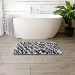 Badematte Wenko, H:60mmgrau meliert, Materialmix, Badematten, "Lerici", fusselfreier Badteppich, 3D-Struktur, hohe Feuchtigkeitsaufnahme
