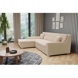 Ecksofa DOMO collection, B:267cm H:83cm T:178cm, beige, 100% Polyester, Wohnzimmer, Sofas, "Treviso viele Bez&uuml;ge, auch in Cord, L-Form, B/T/H: