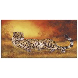 Wandbild Artland, B:150cm H:75cm, orange, Wohnzimmer, Bilder, "Gepard", als Alubild, Leinwandbild in verschied. Gr&ouml;&szlig;en