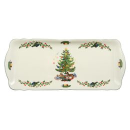 Seltmann Weiden Kuchenplatte "Marieluise Weihnachten", B/H/L: 14,9cm x 2,8cm x 34,6cmbunt, Servierplatten, Platte eckig, 34,5 x 15 cm, mit