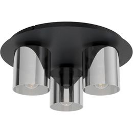 Eglo Deckenleuchte "GOROSIBA 1 Deckenlampe - Stahl - E27 - 3X40W - IP20", schwarz, 3, &Oslash; 45cm H: 17,5cm, 1 Stk., Leuchten, Wohzimmerlampe, Esszimmerlampe, Flur, Schlafzimmer, H17,5 x &Oslash;45 cm, Deckenleuchte