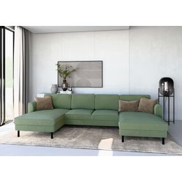 Wohnlandschaft Home Affaire, B:305cm H:83cm T:161cmmayfly, 88% Polyester, 12% Nylon, Sofas, "Booster II, whlw. mit Schlaffunktion & Bettkasten, Fu&szlig;