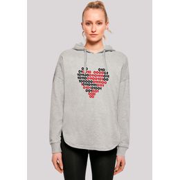 F4NT4STIC Damen Kapuzenpullover "I love you 01001001 Binary Code Herz Valentinstag", grau, Gr. XS, Obermaterial: 100% Baumwolle, Pullover, Premium
