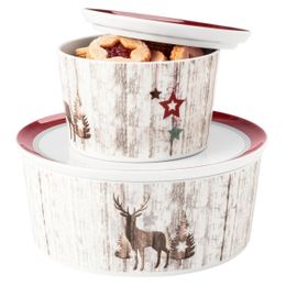 Seltmann Weiden Geb&auml;ckschale "Life Christmas, Schale, Geb&auml;ckdose", &Oslash; 20,8cm, wei&szlig;, Sch&uuml;sseln, Dose mit Deckel