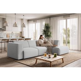 Ecksofa RAUM.ID, B:295cm H:70cm T:162cm, grau, Struktur fein (100% Polyester);Samtoptik (100% Polyester);Samtcord (92% Polyester, 8% Polyamid),
