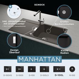 Granitsp&uuml;le Schock, B:100cm H:30,5cm T:51cmnero, Domogranit, K&uuml;chensp&uuml;len, "Manhattan D-100L"