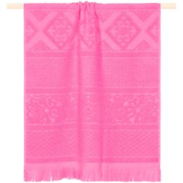 Handtuch Pad, B:50cm L:100cm, pink, Frottee, Frottee, Handt&uuml;cher, "HARLEM, 50x100 cm", Made in Europe, Ton in Ton gestreift, mit Ornamenten, mit