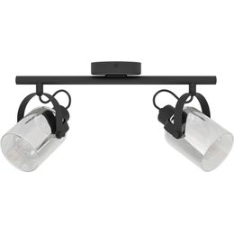 Eglo Deckenspot "BERREGAS Spotlampe - Stahl - E27 - 2X40W - IP20", schwarz, chrom, 2, H: 24cm, 1 Stk., Leuchten, Wandleuchte, Wandspot, schwenkbar, Strahler, L44 x B11 x H24 cm, Deckenspot