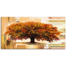 Wandbild Artland, B:150cm H:75cm, braun, Wohnzimmer, Bilder, "Herbstbaum auf abstraktem Hintergrund", als Leinwandbild, Poster in verschied. Gr&ouml;&szlig;en