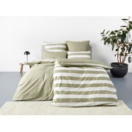 Wendebettw&auml;sche OTTO products, gr&uuml;n, Renforc&eacute; (Bio-Baumwolle), Obermaterial: 100% Baumwolle, Bettw&auml;sche, "Big Stripe", 100% GOTS Baumwolle, ab Gr&ouml;&szlig;e