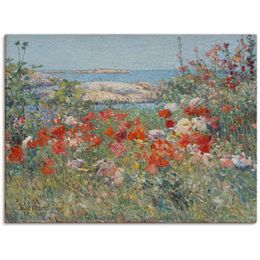 Wandbild Artland, B:80cm H:60cm T:1,8cm, rot, Leinwand, Wohnzimmer, Bilder, "Celia Thaxters Garten 1890.", als Leinwandbild, Poster in verschied.