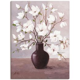 Leinwandbild Artland, B:60cm H:80cm T:1,8cm, grau, Leinwand, Wohnzimmer, Bilder, "Magnolien", auf Holzrahmen gespannt