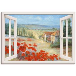 Leinwandbild Artland, B:100cm H:70cm, beige, Leinwand, Wohnzimmer, Bilder, "Mohnlandschaft", auf Holzrahmen gespannt