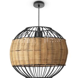 Paco Home Pendelleuchte "PUGLO", &Oslash; 30cm H: 25cm, schwarz, Esszimmer, Leuchten, Rattan Pendelleuchte Korb Lampe LED Rund Esstischlampe E27 Boho