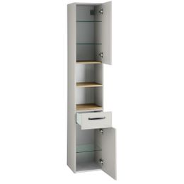 Hochschrank SAPHIR, B:32,4cm H:176cm T:32,2cm, grau, Holzwerkstoff, Badezimmer, Schr&auml;nke, "Quickset 500, Badschrank 32,4 cm breit", 3 Einlegeb&ouml;den, 1
