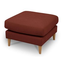 Pouf OTTO HOME "Finnian", rot, B:70cm H:47cm T:70cm, Holz teilmassiv, Poufs, Pouf, Polsterhocker 70x70 cm, Chenille, Massivholzf&uuml;&szlig;e