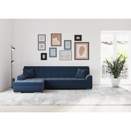 Ecksofa DOMO collection, B:267cm H:83cm T:178cm, blau, 100% Polyester, Wohnzimmer, Sofas, "Treviso viele Bez&uuml;ge, auch in Cord, L-Form, B/T/H: