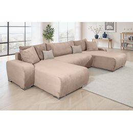 Wohnlandschaft Collection AB, B:314cm H:41cm T:169cm, grau, 100%Polyester, Sofas, "Paola U-Form, Breite 314 cm", Wohnlandschaft,2