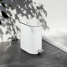 Kosmetikeimer Wenko, B:14cm H:28,5cm T:29,5cmwei&szlig;, Metall, M&uuml;lleimer, "Collungo", mit Easy-Close-Mechanik f&uuml;rs Bad, Inneneimer: 5 L