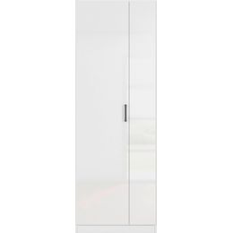 Mehrzweckschrank Rauch "Garderobe Kleiderschrank Schrank Schuhschrank Putzschrank MINOSA", alpinwei&szlig;, hochglanz wei&szlig;, griffe graumetallic, B:69cm H:197cm T:41cm, Holzwerkstoff, Schr&auml;nke, Mehrzweckschrank, In 4 Breiten mit vielen Einlegeb&ouml;den f&uuml;r viel Stauraum MADE IN GERMANY