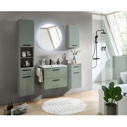 Hochschrank SAPHIR, B:32,4cm H:176cm T:32,2cm, gr&uuml;n, Holzwerkstoff, Badezimmer, Schr&auml;nke, "Quickset 500, Badschrank 32,4 cm breit", 3 Einlegeb&ouml;den, 1