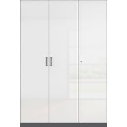 Mehrzweckschrank Rauch, B:136cm H:197cm T:41cmgraumetallic, hochglanz wei&szlig;, griffe graumetallic, Holzwerkstoff, K&uuml;che, Schr&auml;nke, "Garderobe