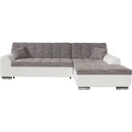 Ecksofa DOMO collection, B:267cm H:83cm T:178cm, wei&szlig;, Kunstleder Softlux / Struktur (90% Polyester; 10% Polyacryl);Microfaser-Primabelle (100%