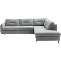 Ecksofa Home Affaire, B:306cm H:84cm T:218cmgrau, 100% Polyester, Wohnzimmer, Sofas, "Clevina, L-Form mit Kaltschaummatratze", L&auml;ngsschl&auml;fer mit