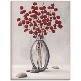 Leinwandbild Artland, B:60cm H:80cm T:1,8cm, beige, Leinwand, Wohnzimmer, Bilder, "Dekorative rote Herbstblumen", auf Holzrahmen gespannt